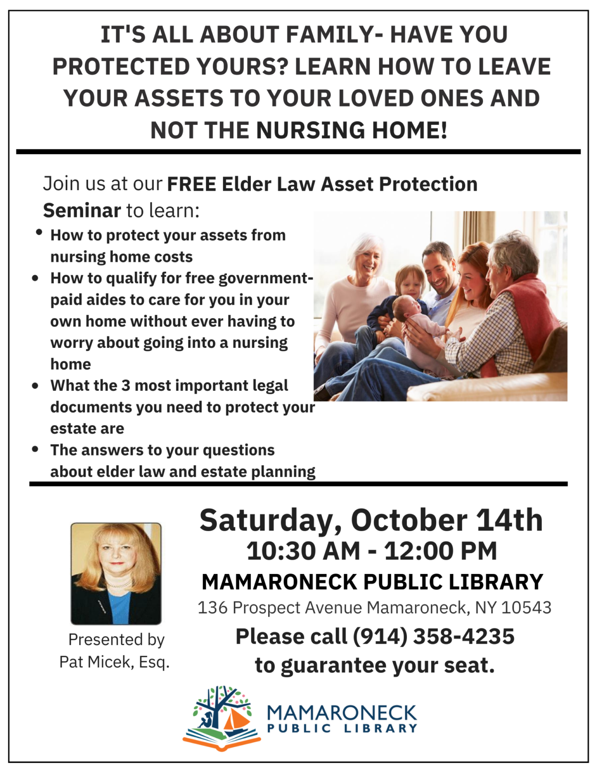 Elder Law Seminar - Mamaroneck Public Library