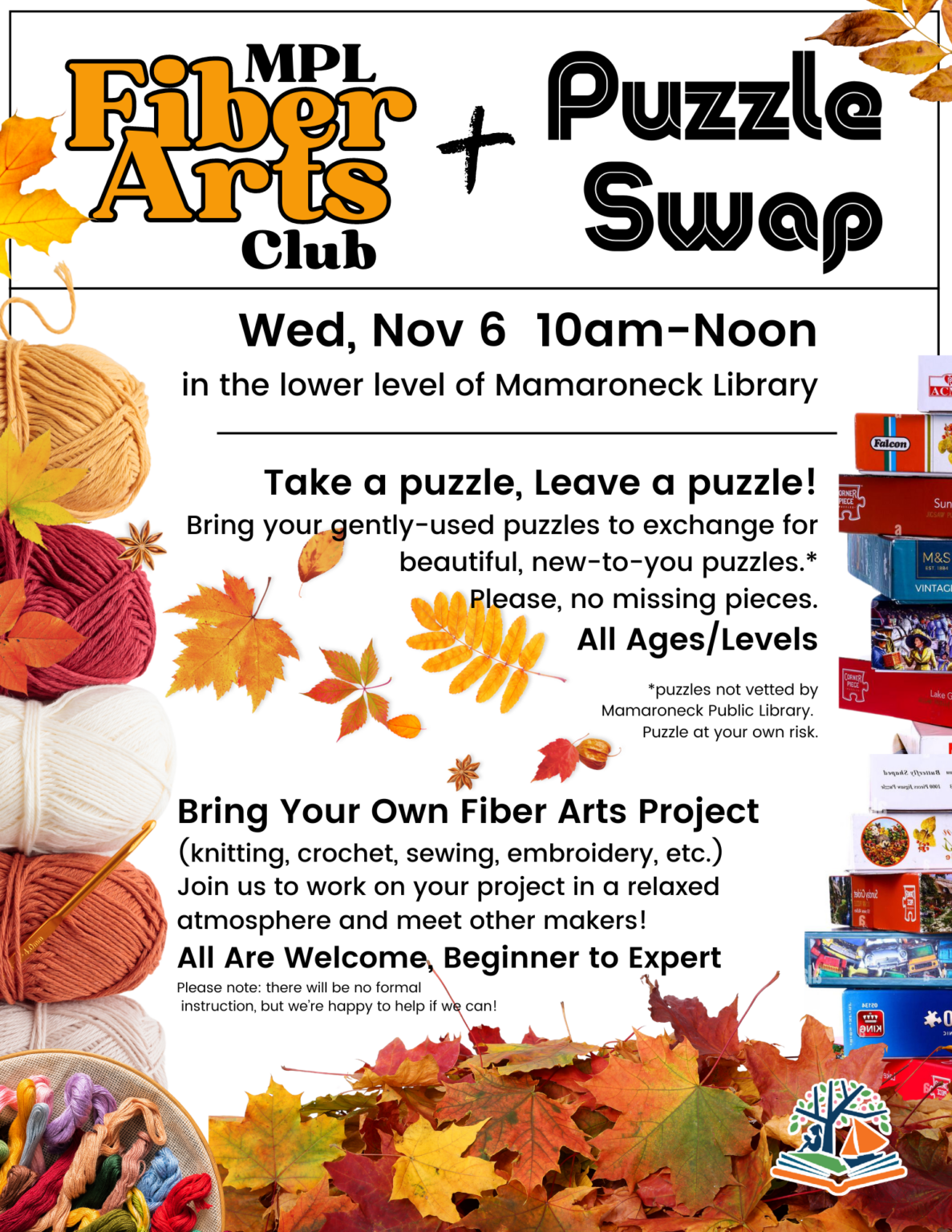 Fiber Arts Club + Puzzle Swap! - Mamaroneck Public Library